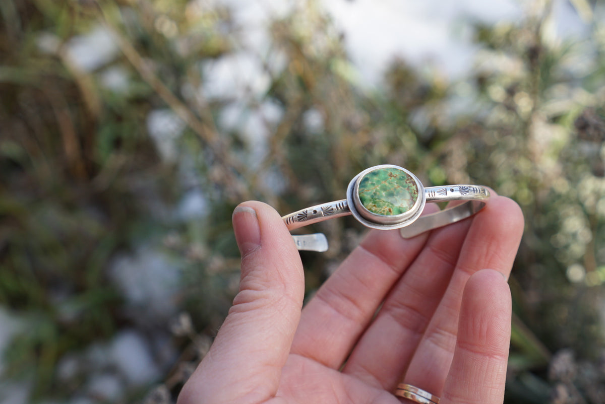 Relic Cuff- Green Turquoise – Oro y Plata Metalworks