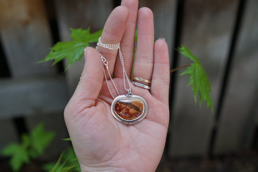 Calamity Necklace- Utah Jasper – Oro y Plata Metalworks